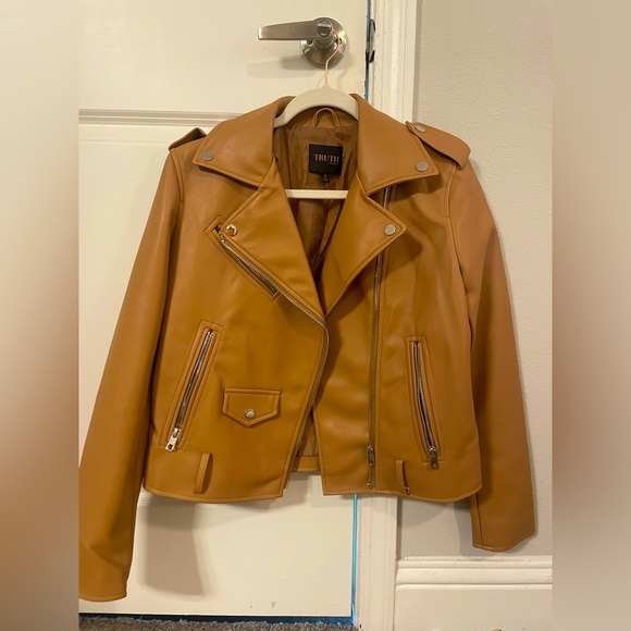 Truth | Jackets & Coats | Truth By Republic Tan Faux Leather Jacket ...